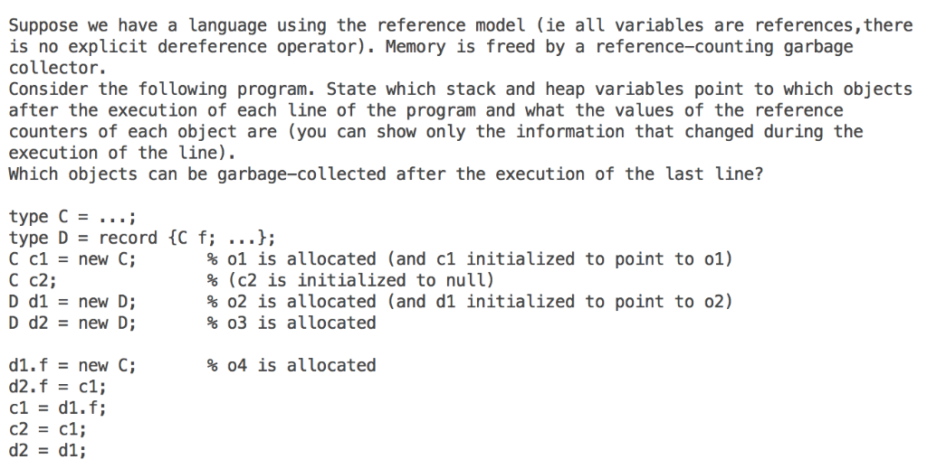 Suppose we have a language using the reference model | Chegg.com