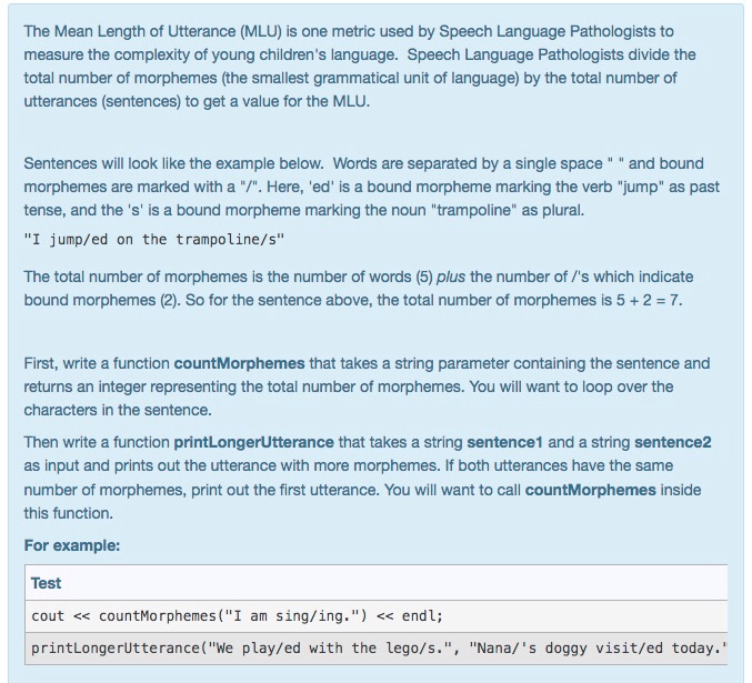 Solved The Mean Length of Utterance (MLU) is one metric used | Chegg.com
