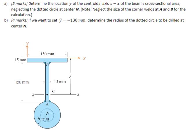 Solved a) [5 marks] Determine the location yˉ of the | Chegg.com