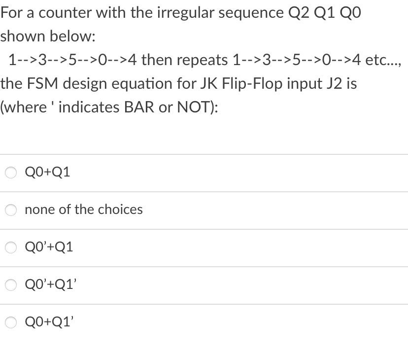Solved For a counter with the irregular sequence Q2 Q1 QO | Chegg.com