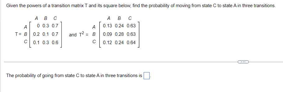 Find the first three powers, A,A2, and A3, of the | Chegg.com