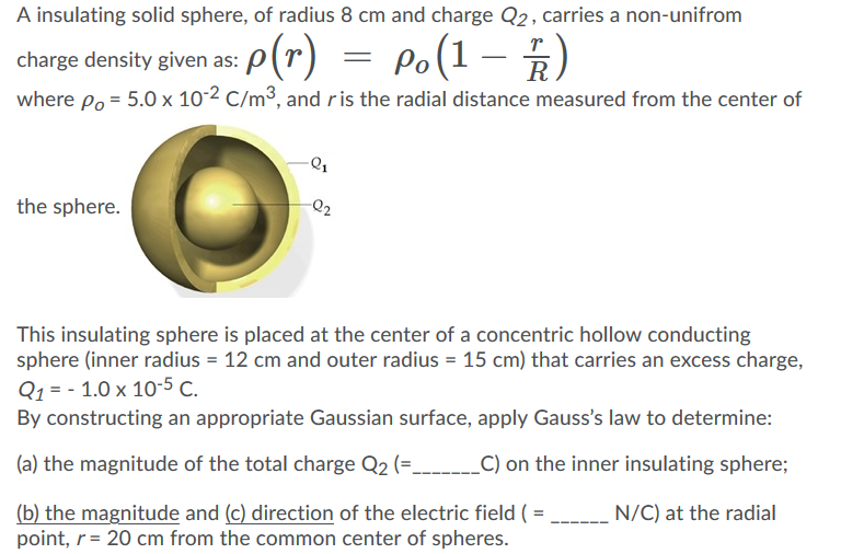 Solved A insulating solid sphere, of radius 8 cm and charge | Chegg.com