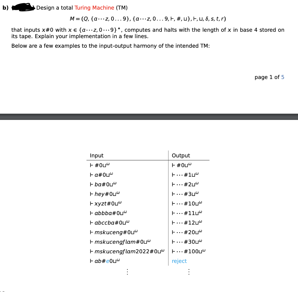 Solved Design a total Turing Machine (TM) | Chegg.com