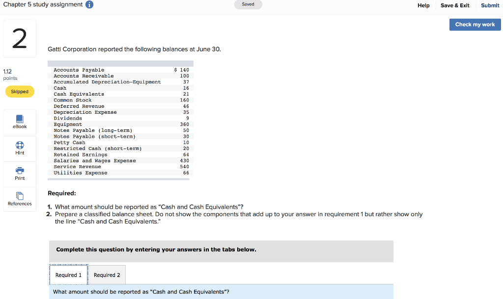 Chapter 5 study assignment i Saved Help Save & Exit | Chegg.com