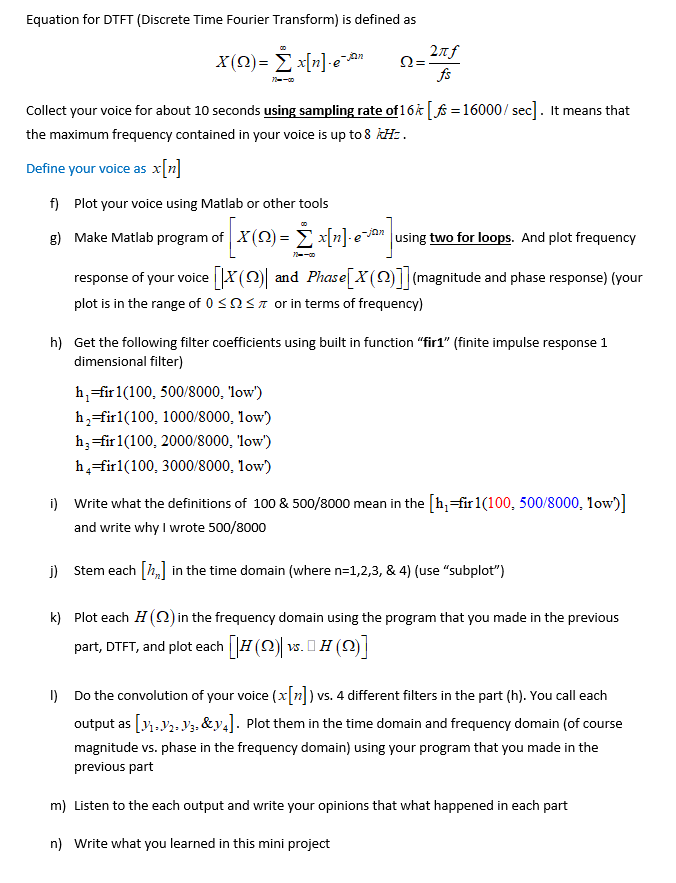 Equation for DTFT (Discrete Time Fourier Transform) | Chegg.com