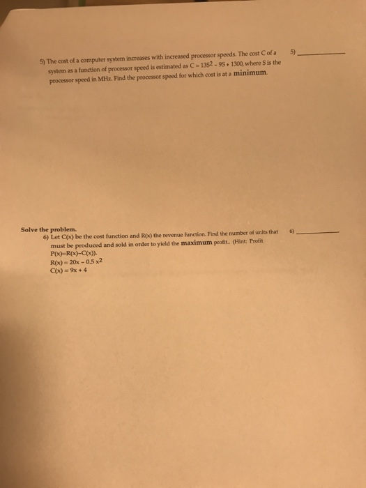 Solved 5) The cost of a computer system increases with | Chegg.com