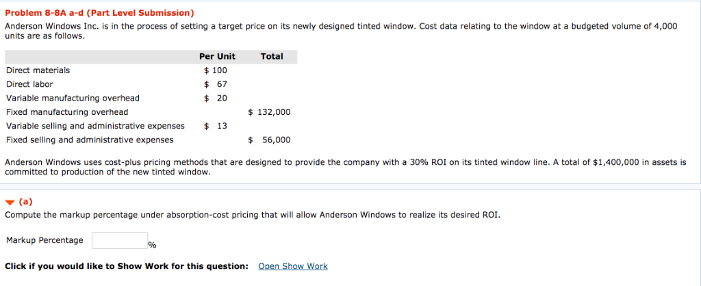 Solved Problem 8-8A a-d (Part Level Submission) Anderson | Chegg.com