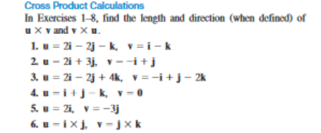 Solved Cross Product Calculations In Exercises 1-8, find the | Chegg.com