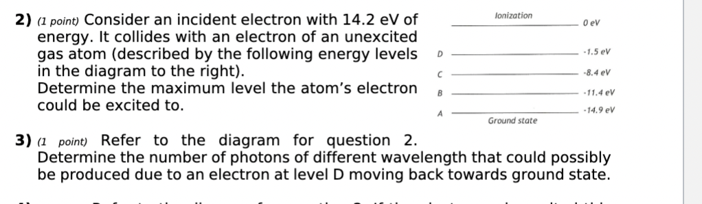 Solved (1 ﻿point) ﻿Consider an incident electron with 14.2eV | Chegg.com