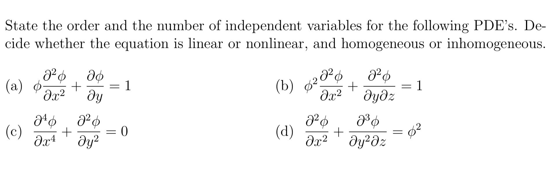 Solved State the order and the number of independent | Chegg.com