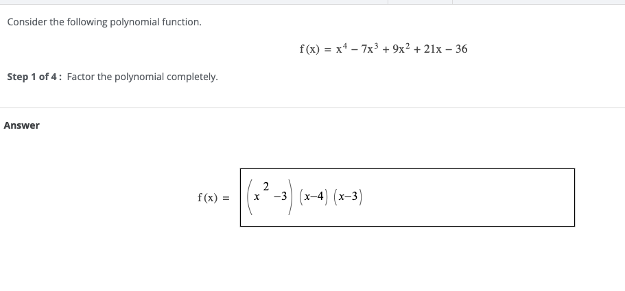 Solved Consider the following polynomial function. | Chegg.com