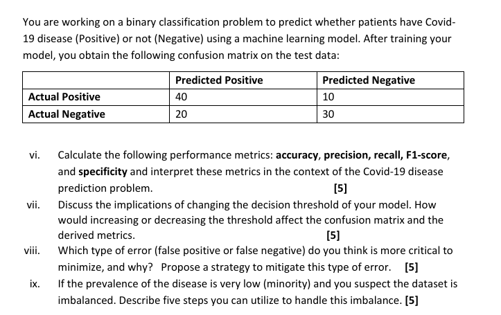 Solved You are working on a binary classification problem to | Chegg.com