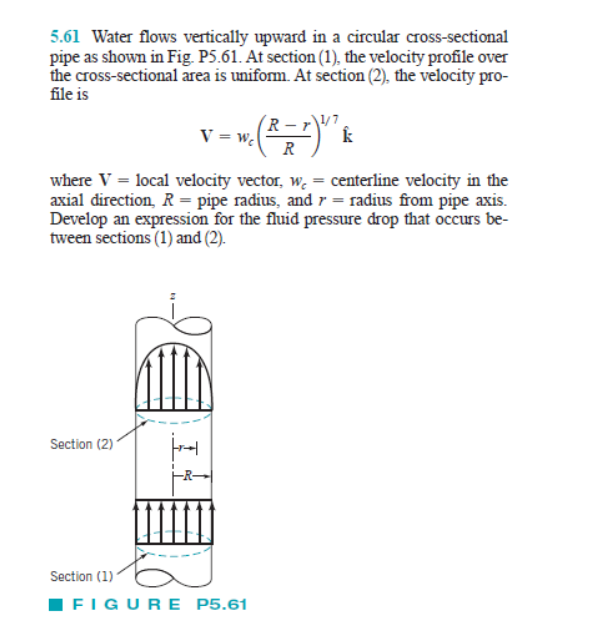 Solved 5.61 Water flows vertically upward in a circular | Chegg.com
