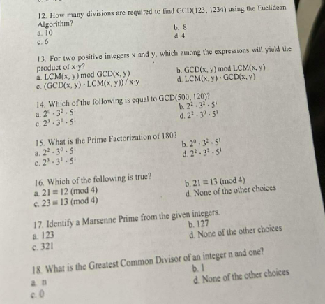 Solved 12. How many divisions are required to find \\( | Chegg.com