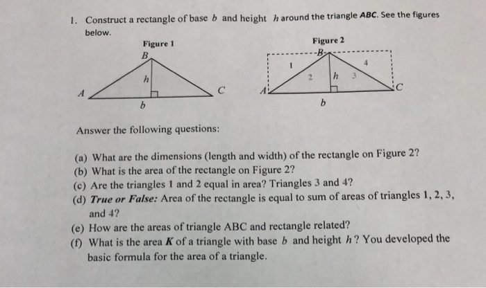 Solved Construct a rectangle of base b and height below. h | Chegg.com