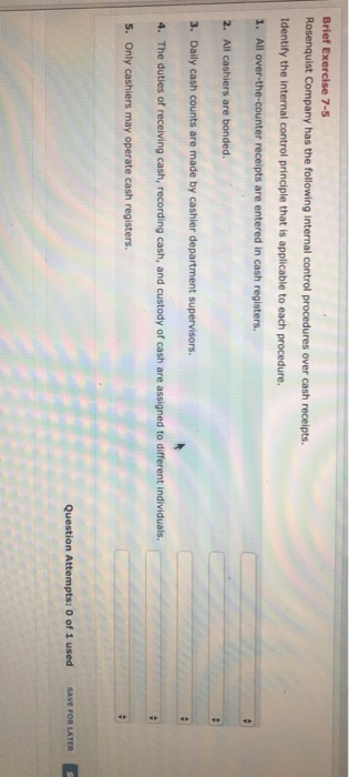 Solved Rosenquist Company has the following internal control | Chegg.com