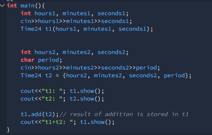 Solved Define a class Time24, that has the private hours, | Chegg.com