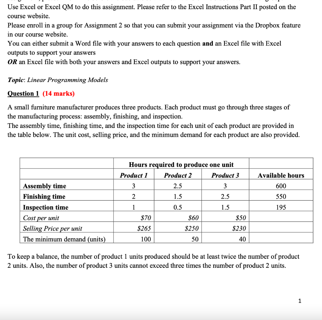 Solved Use Excel or Excel QM to do this assignment. Please | Chegg.com