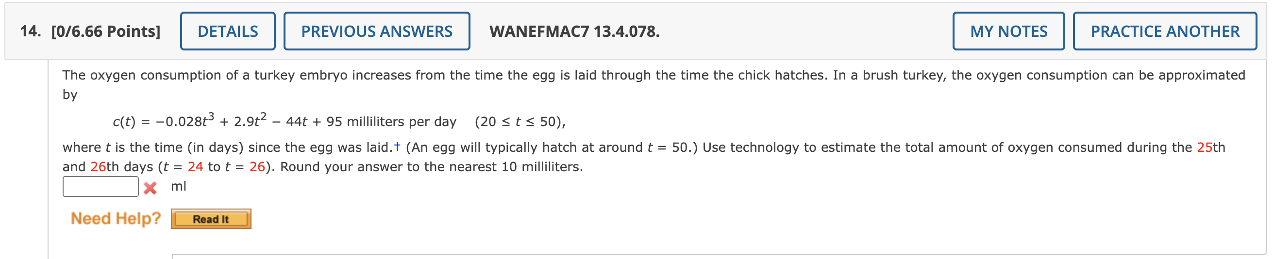 Solved 14. [0/6.66 Points] DETAILS PREVIOUS ANSWERS | Chegg.com