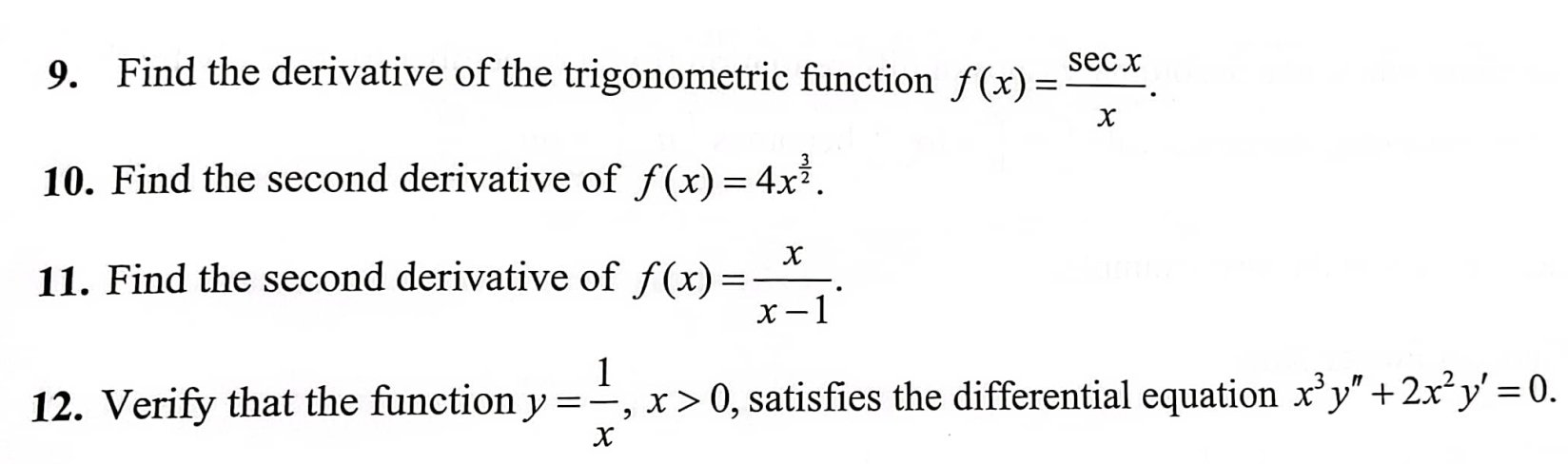 Solved 9. Find the derivative of the trigonometric function | Chegg.com