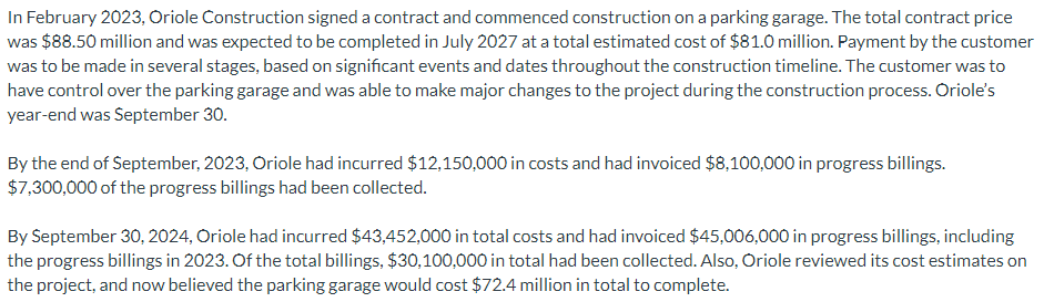 Solved In February 2023, Oriole Construction signed a | Chegg.com