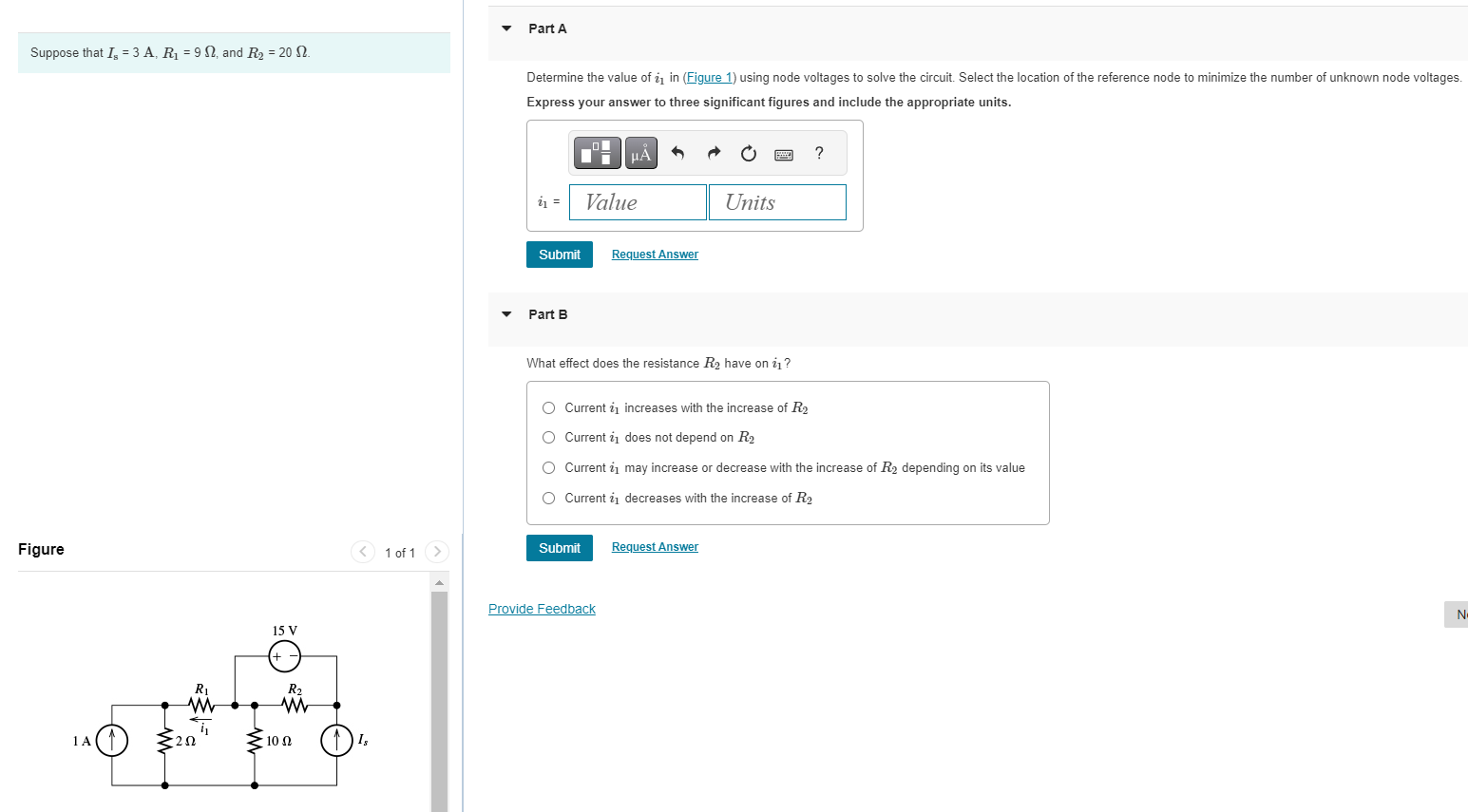 Solved Suppose that Is s = 3 AA, R1 1 = 9 ΩΩ, and R2 2 = 20 | Chegg.com