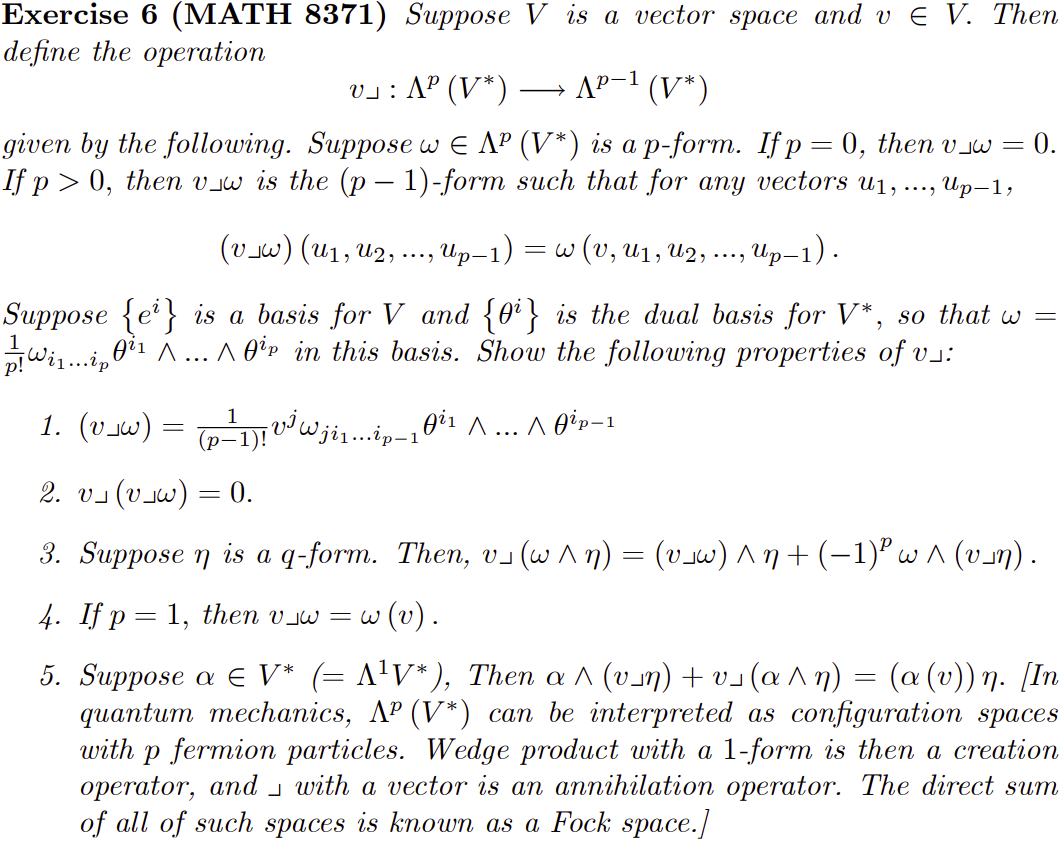 Solved Exercise 6 (MATH 8371) Suppose V is a vector space | Chegg.com