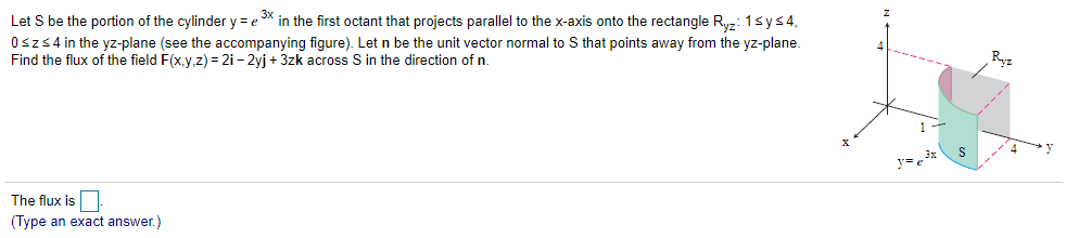 Solved Let S be the portion of the cylinder y = 3* in the | Chegg.com