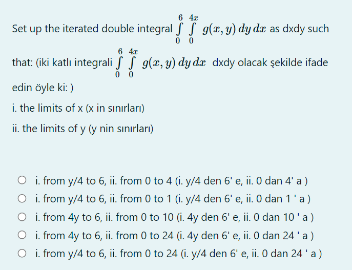 Solved 6 43 Set up the iterated double integral | | g(x,y) | Chegg.com