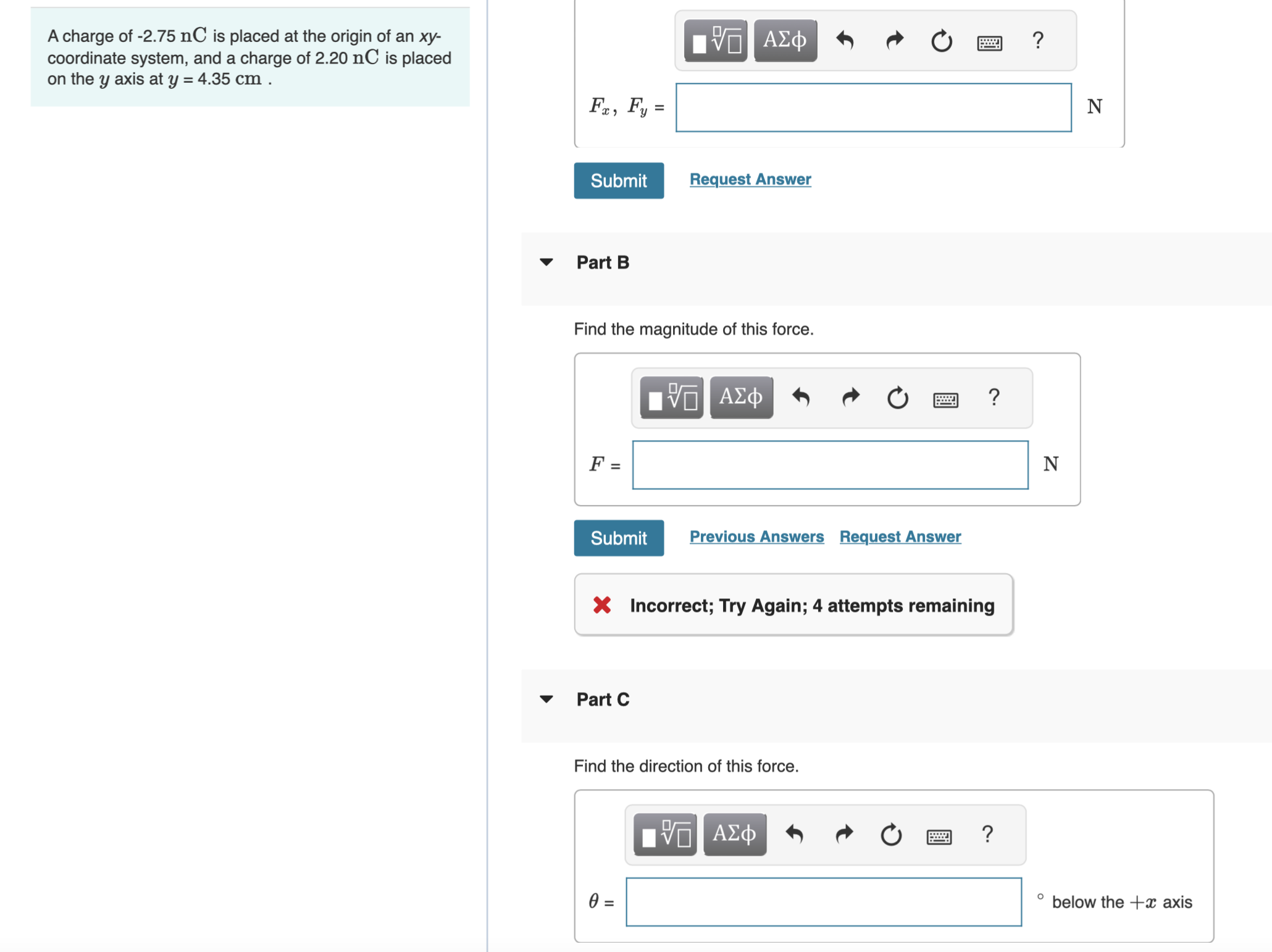 Solved A charge of -2.75nC ﻿is placed at the origin of an | Chegg.com