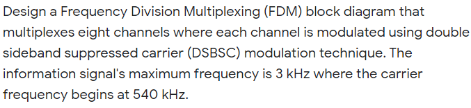 Solved Design a Frequency Division Multiplexing (FDM) block | Chegg.com