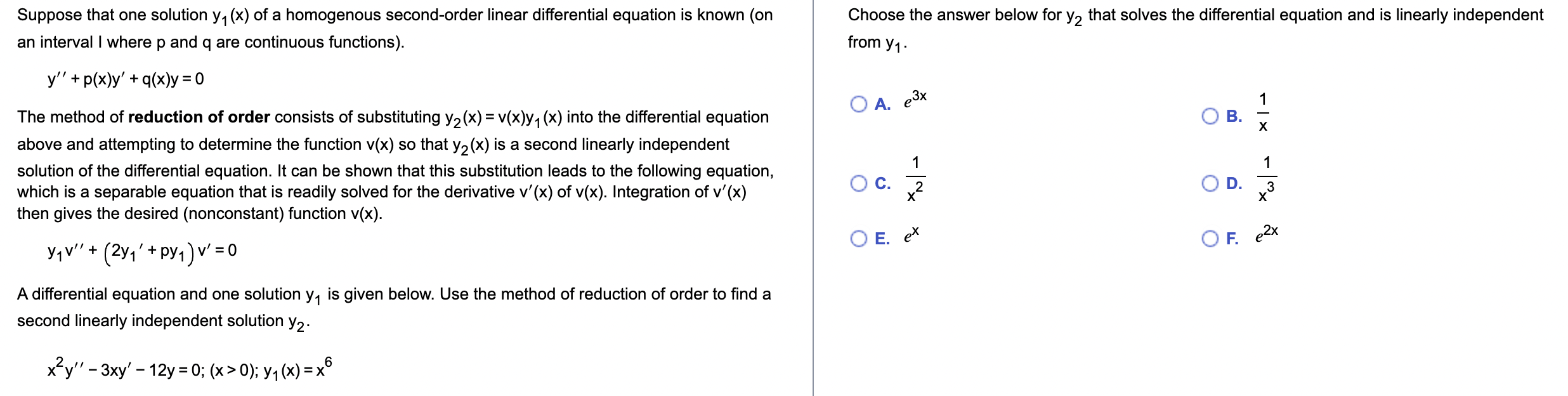 Solved Suppose that one solution y1(x) of a homogenous | Chegg.com