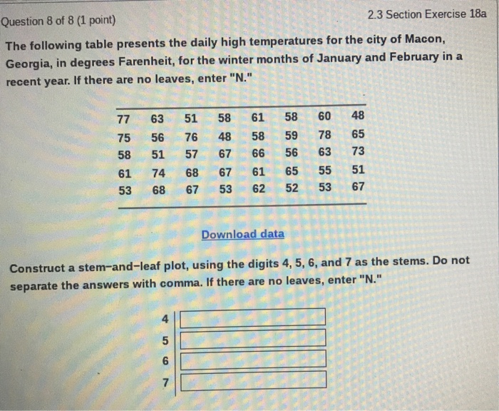 Solved 2.3 Section Exercise 18a Question 8 of 8 (1 point) | Chegg.com