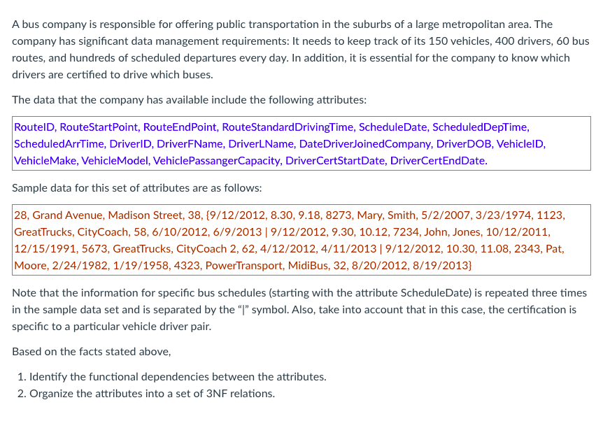 Solved A bus company is responsible for offering public | Chegg.com