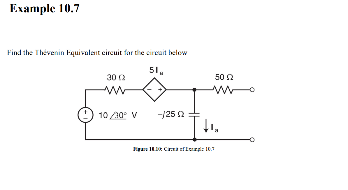 Solved Example 10.7Find the Thévenin Equivalent circuit for | Chegg.com