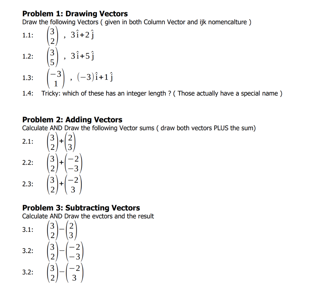 Solved Problem 2: Adding Vectors Calculate AND Draw the | Chegg.com