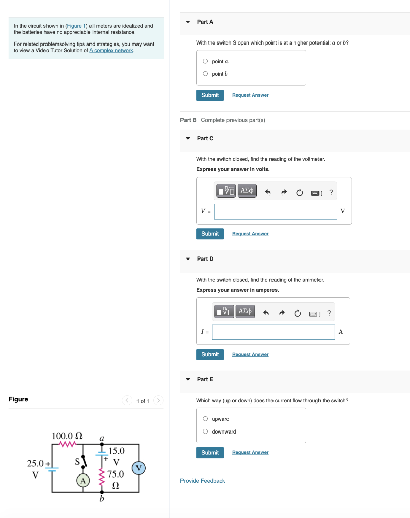 Solved Part A In the circuit shown in (Eigure 1) all meters | Chegg.com