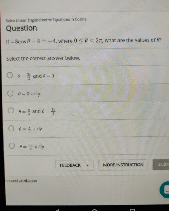Solved Solve Linear Trigonometric Equations In Cosine