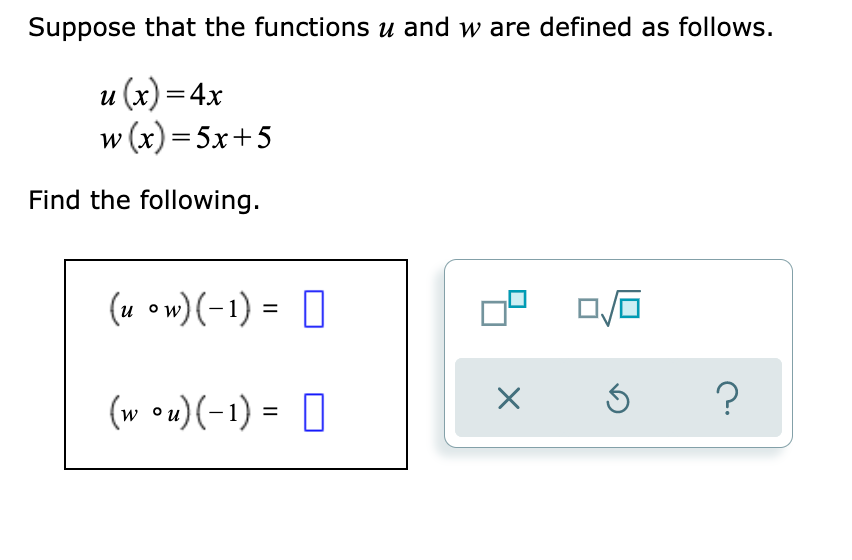 Solved Suppose that the functions u and w are defined as | Chegg.com