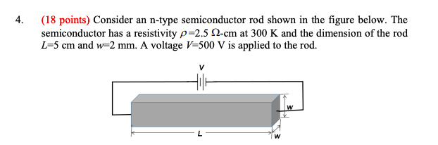 4. (18 points) Consider an n-type semiconductor rod | Chegg.com