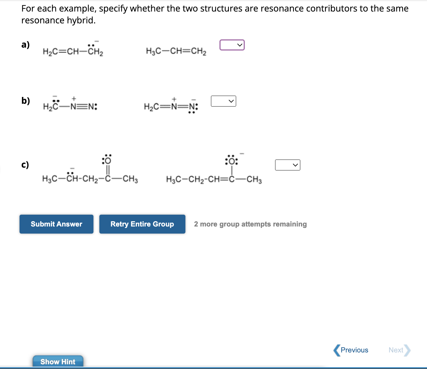 Solved For each example, specify whether the two structures | Chegg.com