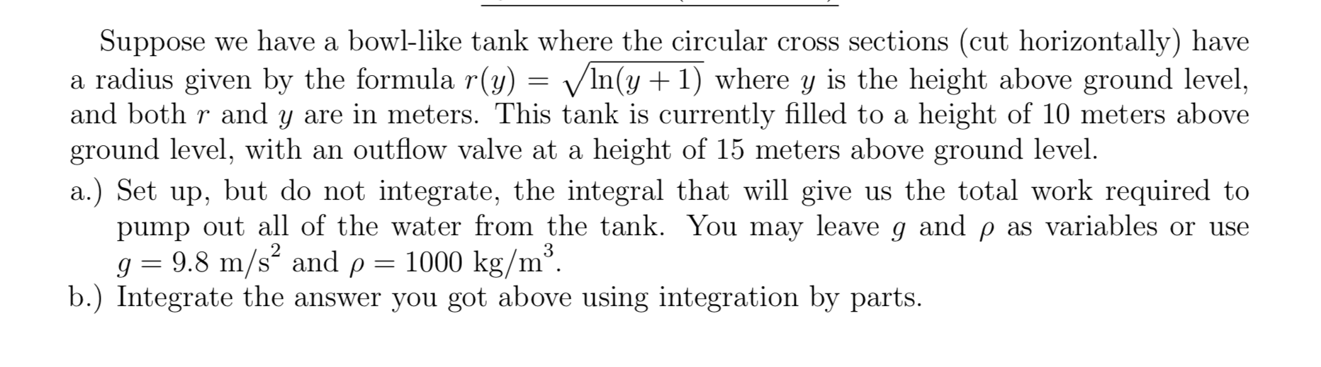 Solved Suppose we have a bowl-like tank where the circular | Chegg.com