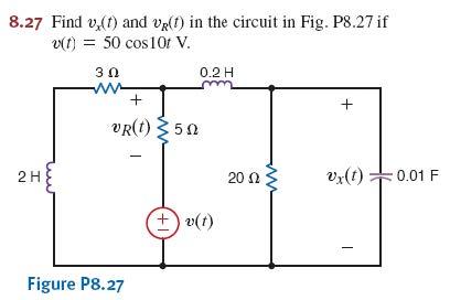 Solved 8.27 find vx(t) and vr(t) in the circuit in fig. | Chegg.com