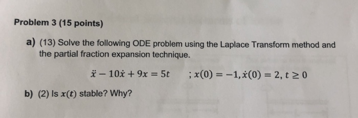 Solved solve the following ODE problem using the Laplace | Chegg.com