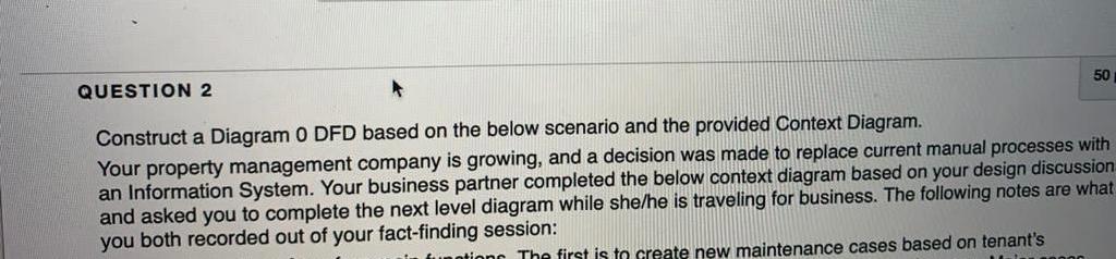 Solved 50 QUESTION 2 Construct a Diagram O DFD based on the | Chegg.com