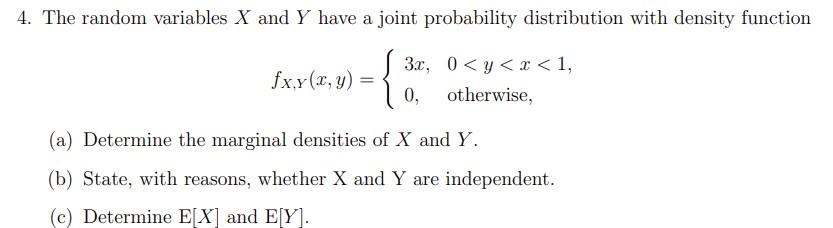 Solved 4. The random variables X and Y have a joint | Chegg.com