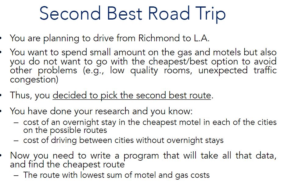 Solved Understand this Assignment is “SECOND BEST ROAD TRIP” | Chegg.com