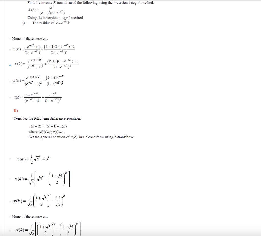 Solved Find the inverse Z-transform of the following using | Chegg.com