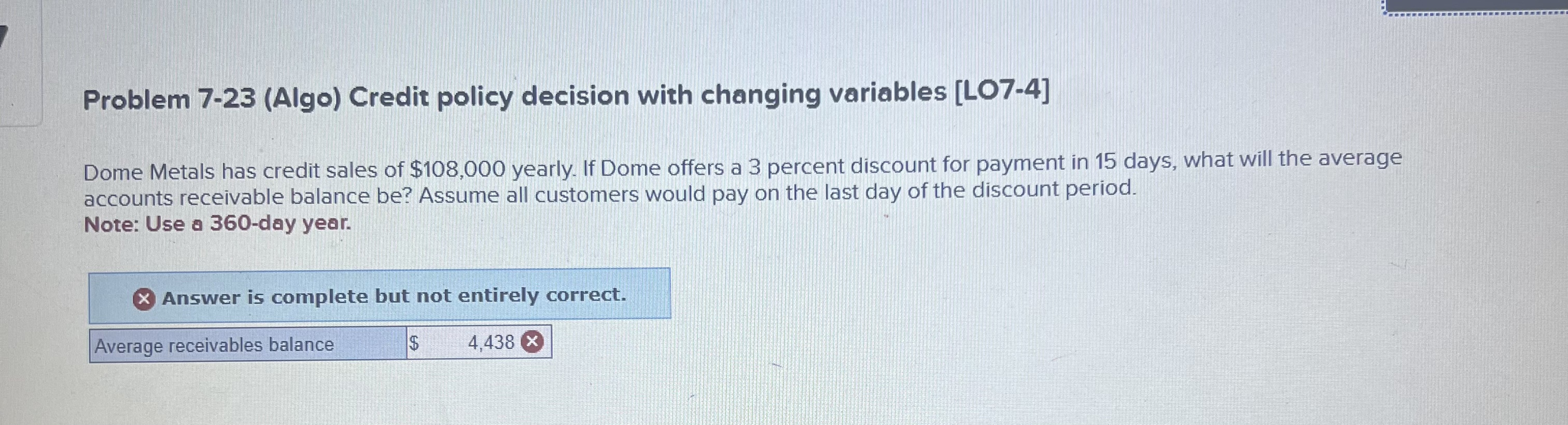 Solved Problem 7-23 (Algo) Credit policy decision with | Chegg.com