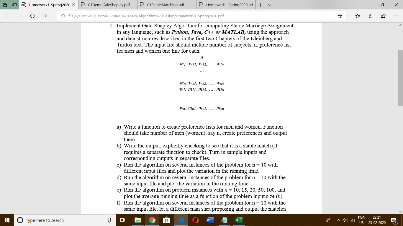 6 5 PD Homework1-Spring2021 x P 01DemoGaleShapley.pdf | Chegg.com